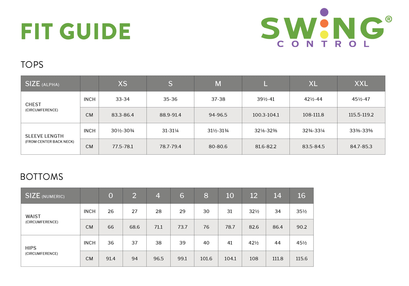 Size Charts